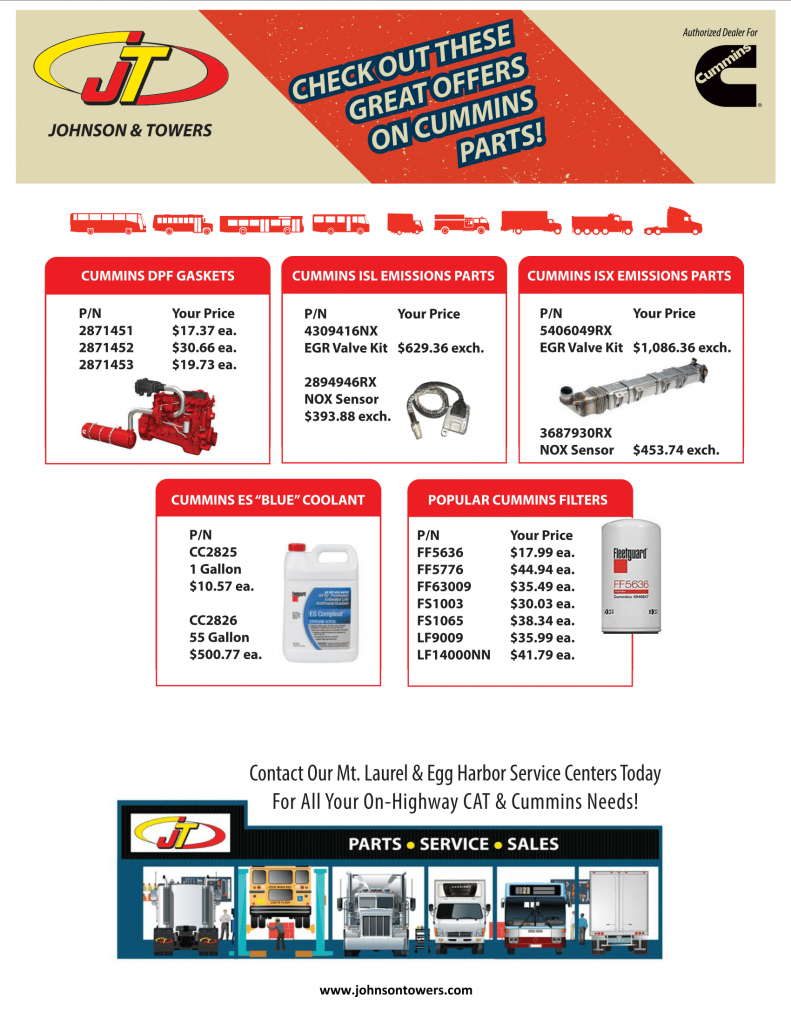 On-Highway Support For CAT & Cummins - Cummins Parts Specials - J&T